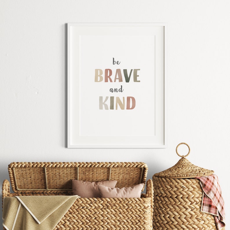 Motivational Quote Poster, Classroom Decor, Be Brave and Kind Print ...