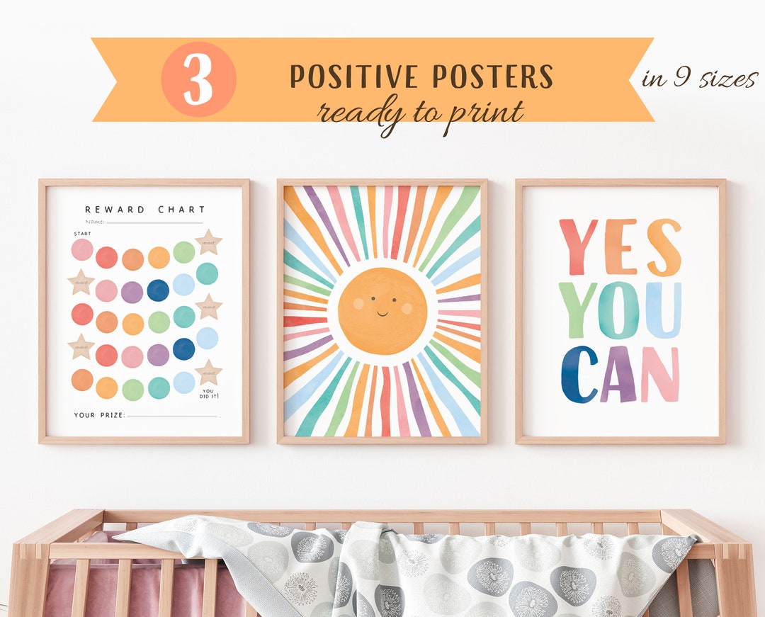 Set of Positive Posters, 3 Homeschool Prints, Potty Chart, Montessori ...