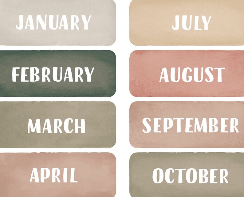 Neutral Months of the Year Poster Playroom Educational - Etsy