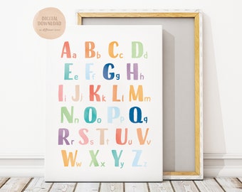 Neutral Alphabet Poster, Boho Alphabet Print, PRINTABLE Wall Art ...