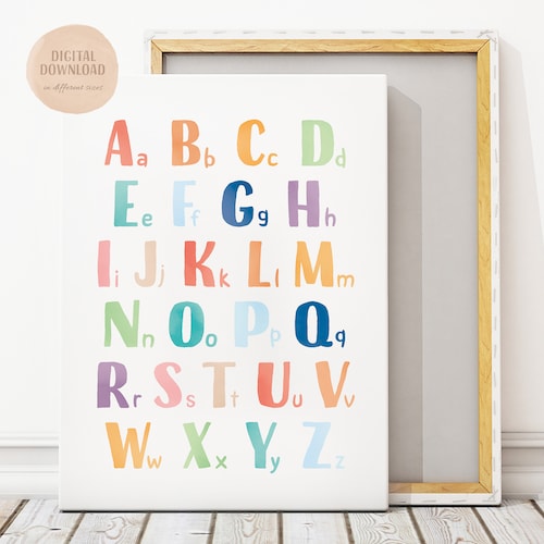 Rainbow Alphabet Poster ABC Print Nursery Alphabet Printable - Etsy