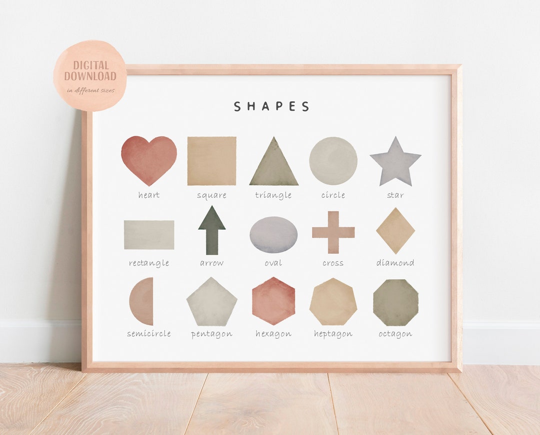 Shapes Educational Print Neutral Shapes Print Nursery Wall - Etsy