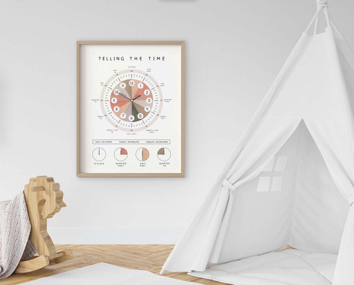 Telling the Time Poster Time Printables Neutral Playroom - Etsy