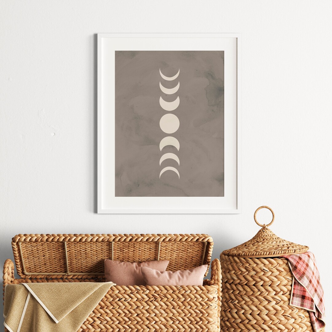 Moon Phases Print, Neutral Moon Poster, Printable Wall Art, Playroom ...