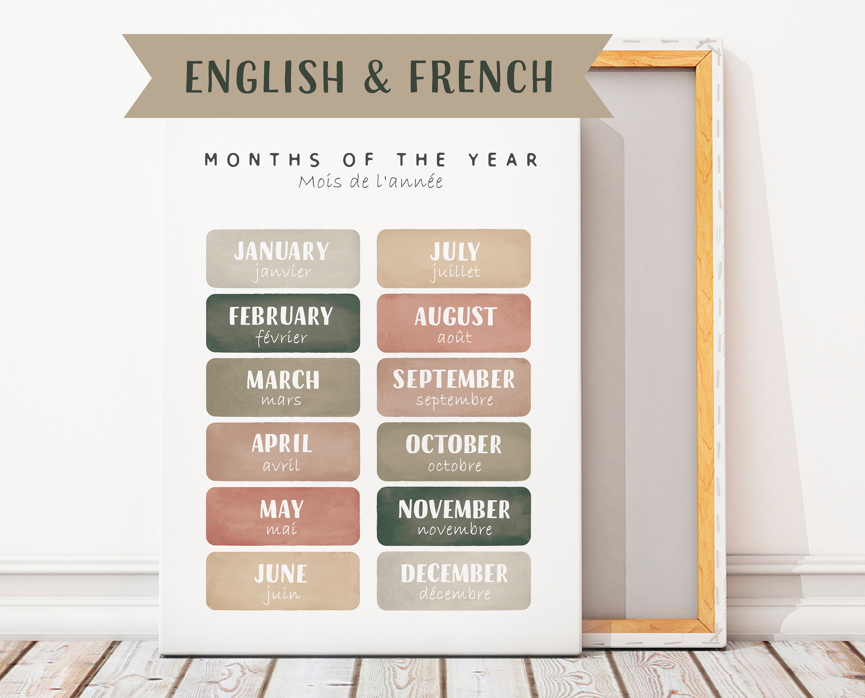 French Educational Poster French Classroom Printables Months - Etsy