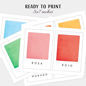 12 Spanish Color Cards, Montessori Flashcards, Spanish Cards ...