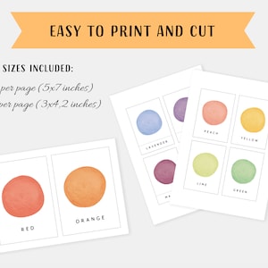 20 Color Cards, Montessori Flashcards, Pre-school Cards, Montessori ...
