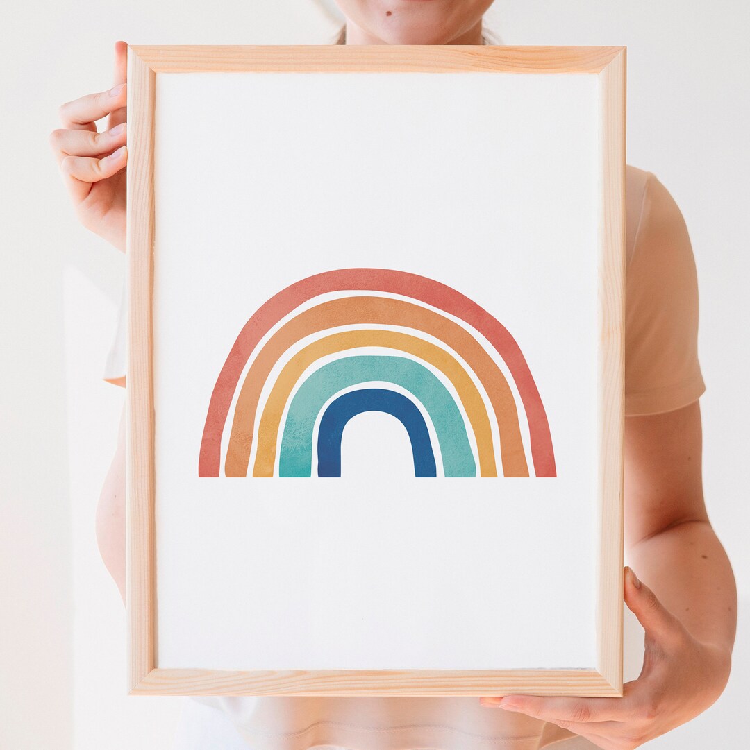 Watercolor Rainbow Poster, Rainbow Playroom Decor, Watercolor Nursery ...