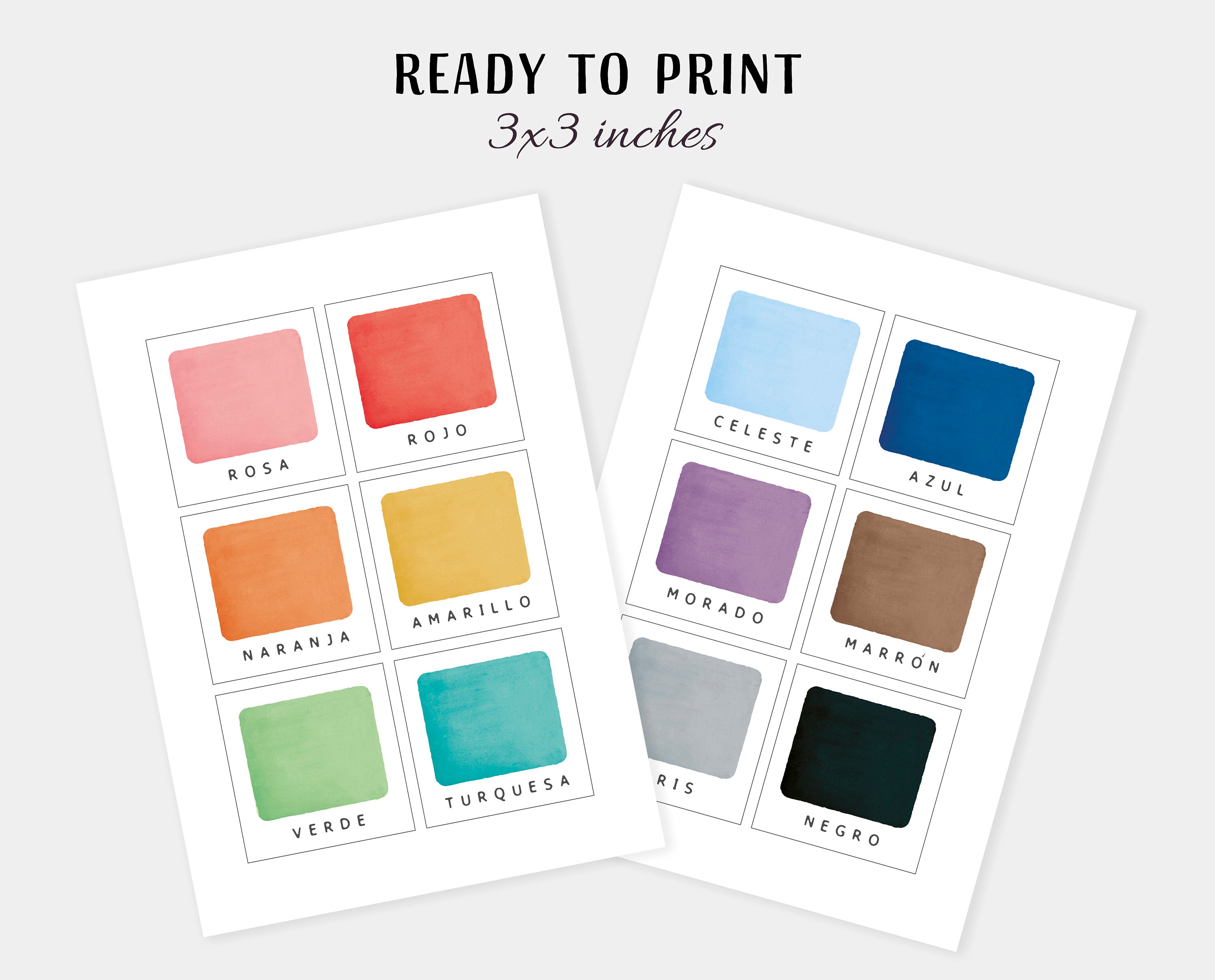 12 Spanish Color Cards Montessori Flashcards Spanish Cards - Etsy