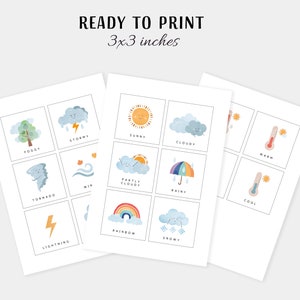 16 Weather Cards | Montessori Flashcards | Pre-school Cards | Rainbow ...