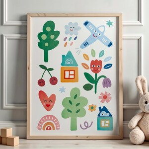 Vibrant Playroom Poster, Rainbow Nursery Wall Decor, Toddler Room Print ...