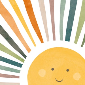 Sun Playroom Poster, Watercolor Sun Print, Watercolor Nursery Decor ...