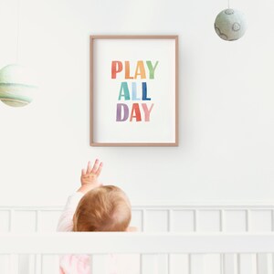 Play All Day Poster, Playroom Decor, Nursery Prints, Printable Wall Art ...