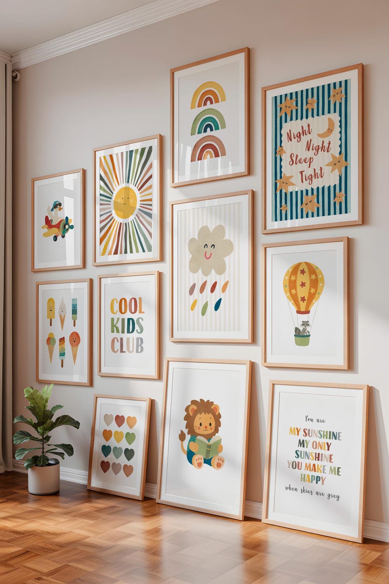 30 Kids Room Prints Bundle | Rainbow Nursery Wall Art | Playroom ...