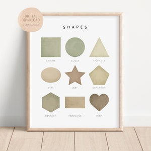 Green Shapes Print, Watercolour Shapes Print, Nursery Wall Art ...