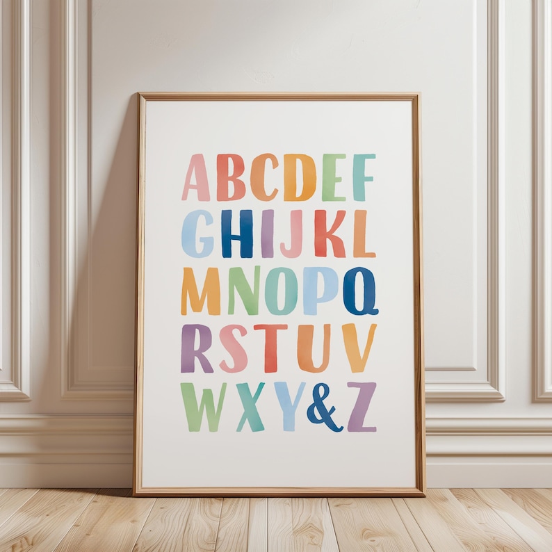 Rainbow Alphabet and Numbers, Homeschool Posters, Watercolor ABC Poster ...