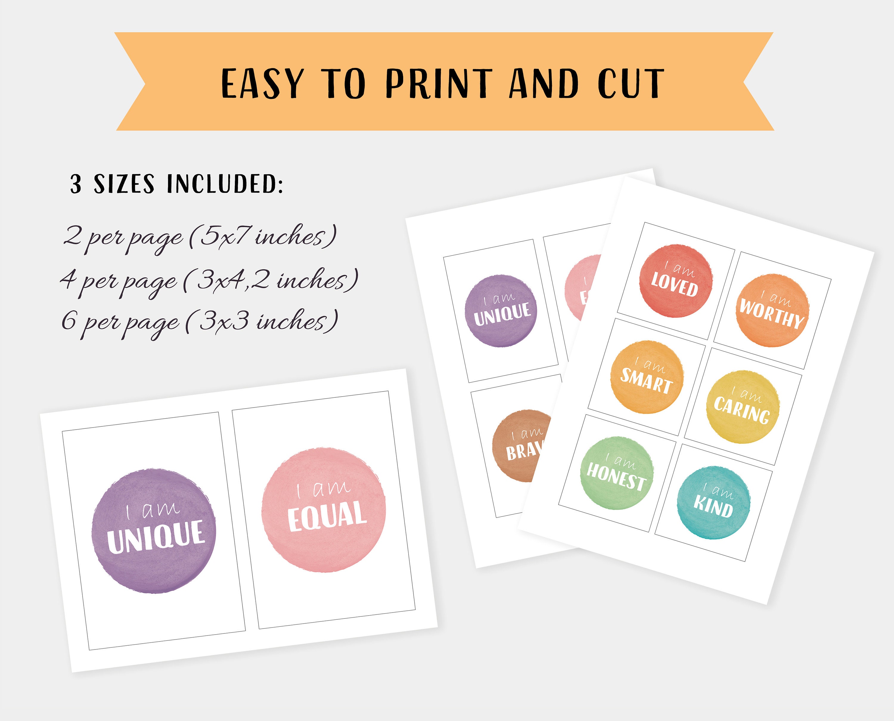 12 Affirmation Flash Cards Montessori Flash Cards - Etsy