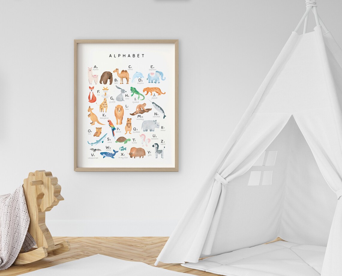Animal Alphabet Print ABC Poster Watercolour Alphabet - Etsy