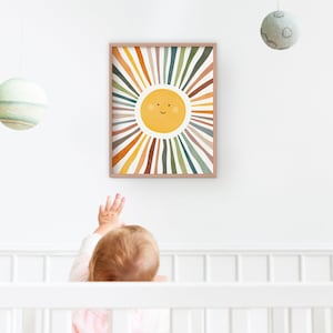 Sun Playroom Poster, Watercolor Sun Print, Watercolor Nursery Decor ...