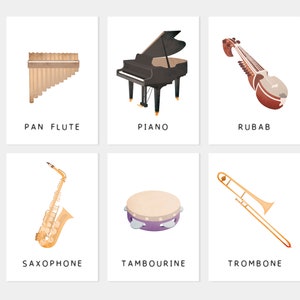 20 Musical Instruments Flash Cards, Montessori Materials, Pre-school ...