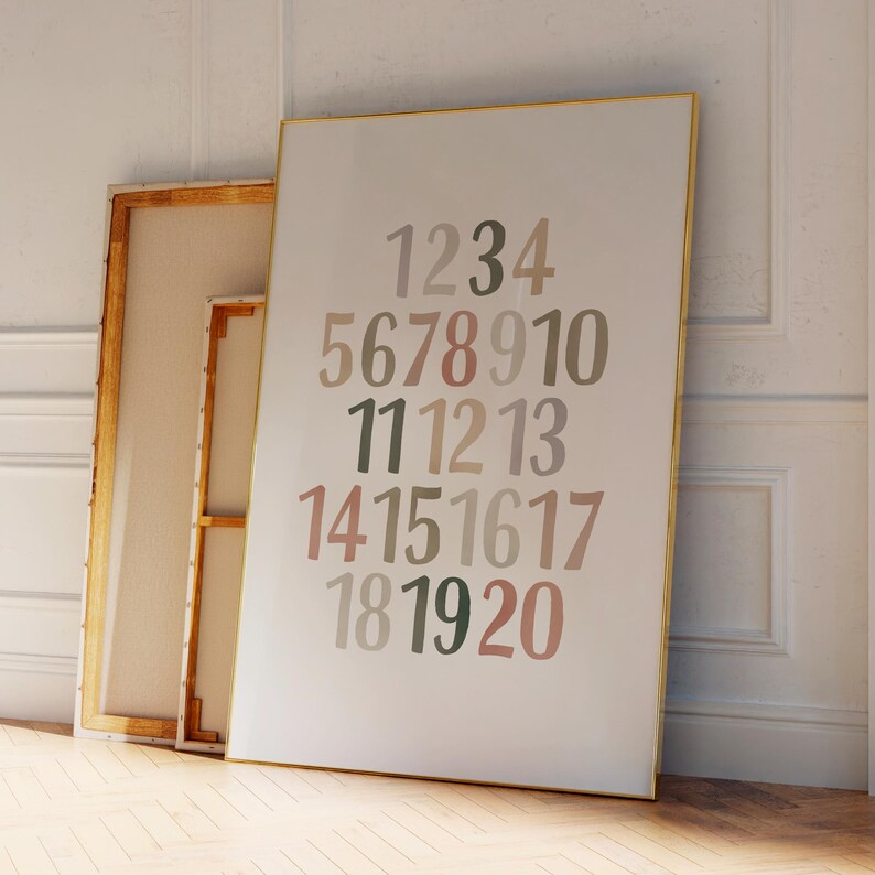 Neutral Numbers Poster, Educational Poster, Homeschool Decor, Numbers 1 ...