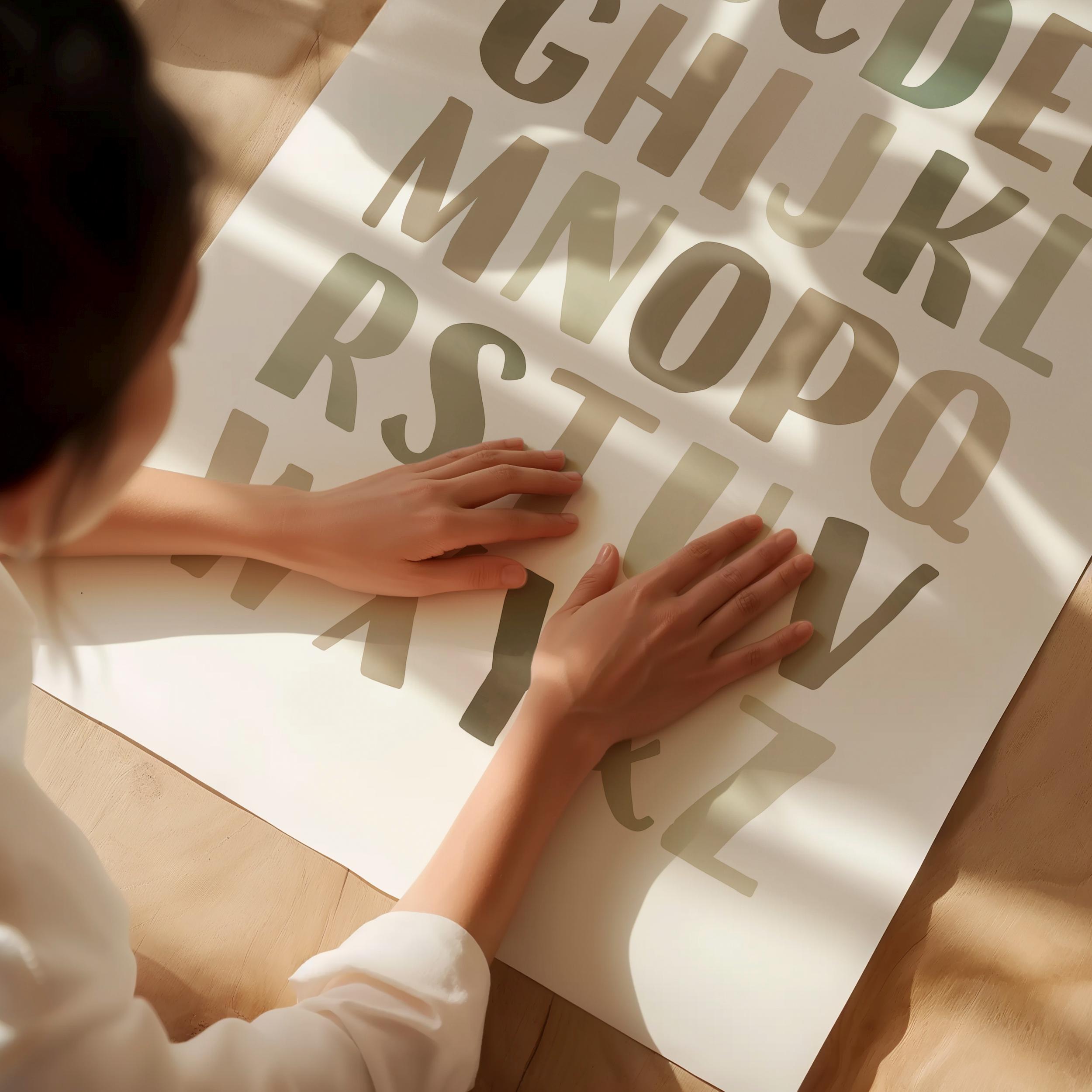 Educational Posters, Green Alphabet Poster, Watercolor Numbers Print ...