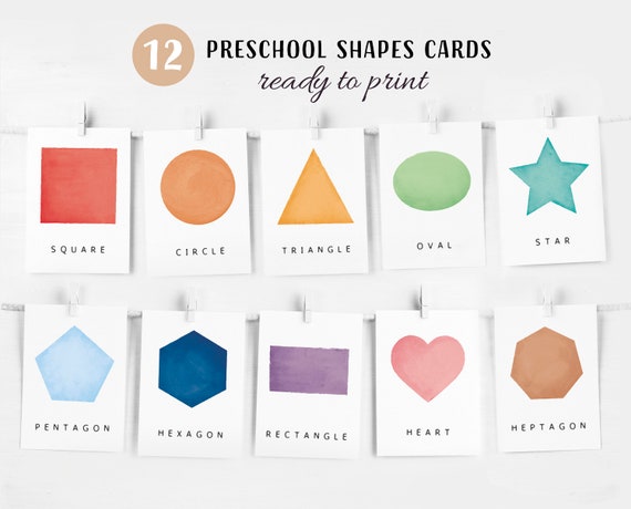 12 Rainbow Shapes Flash Cards Preschool Materials Homeschool - Etsy UK