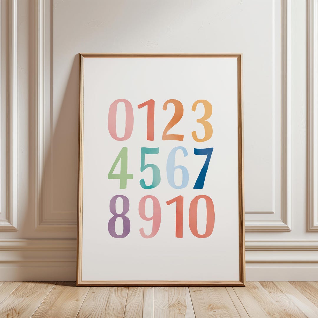 Rainbow Numbers Educational Poster, Printable Nursery Wall Decor, Count ...
