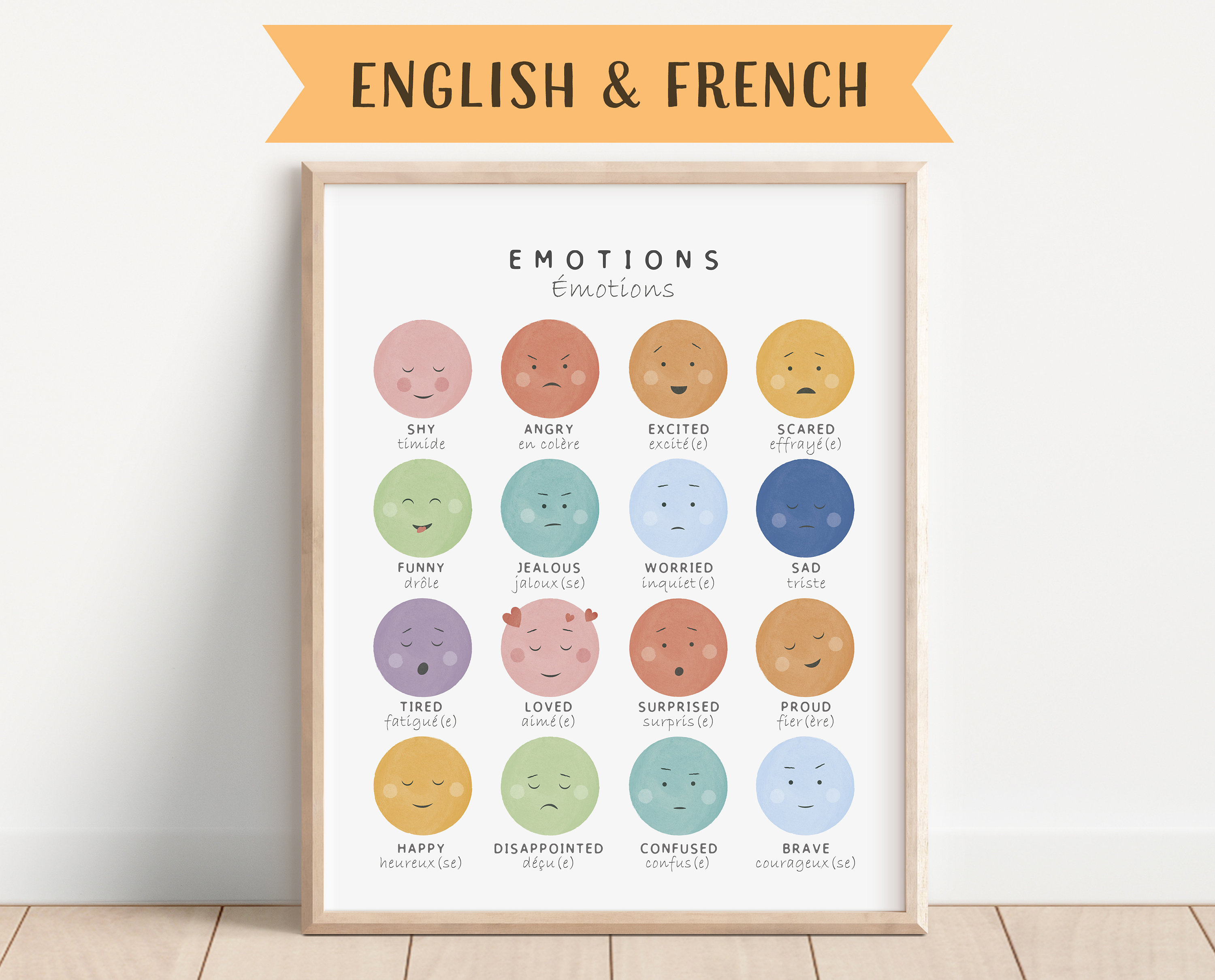 8 Bilingual French Educational Posters, Rainbow French Posters, Set of ...
