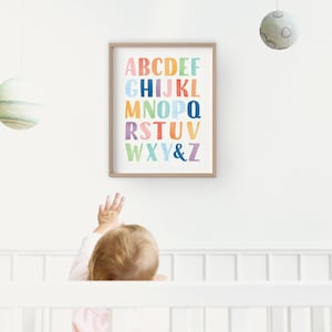 Rainbow Alphabet Poster, ABC Print, Nursery Alphabet Printable Wall Art ...