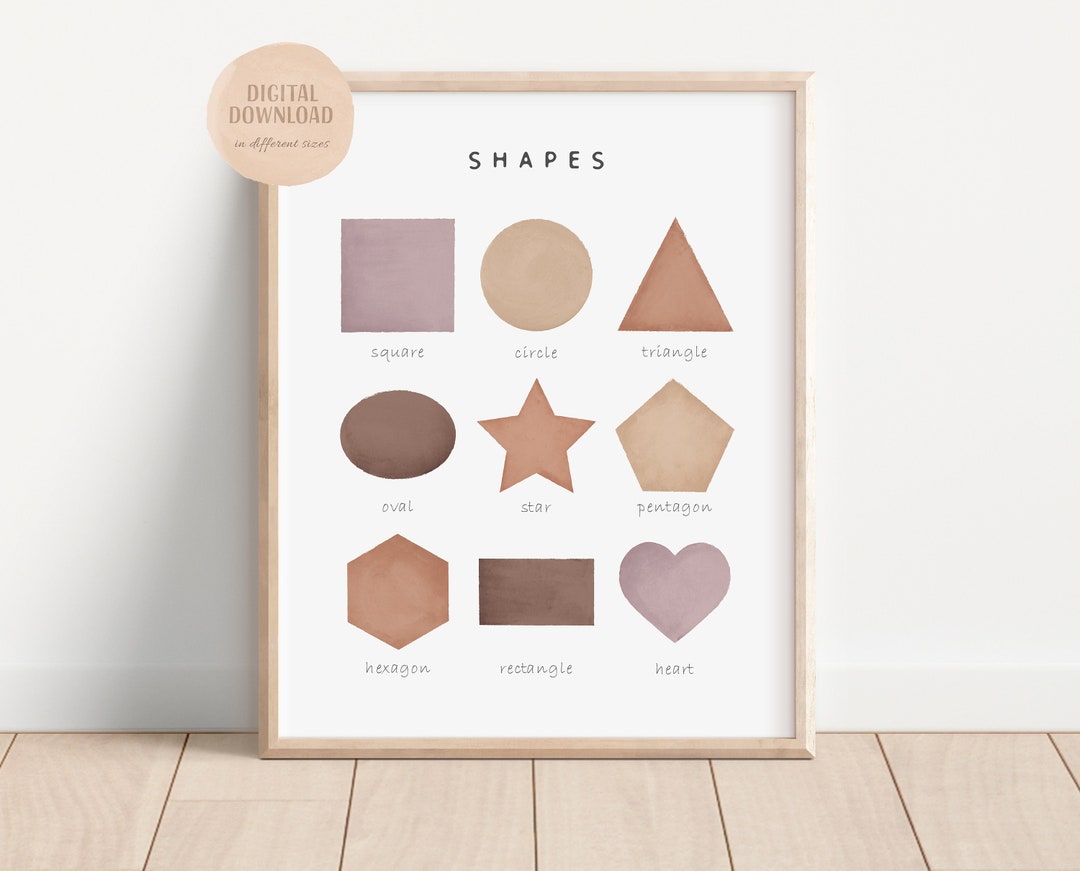 Neutral Shapes Print, Watercolour Shapes Print, Nursery Wall Art ...