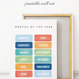 Rainbow Months of the Year Poster, Playroom Educational Poster, Rainbow ...