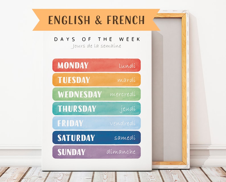 Bilingual French Educational Poster Playroom Educational - Etsy