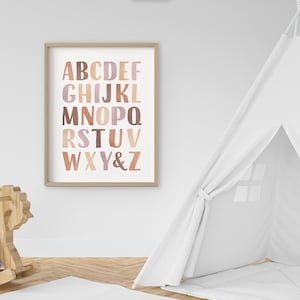 Neutral Alphabet Poster, Beige Watercolour Alphabet, ABC Print, Nursery ...