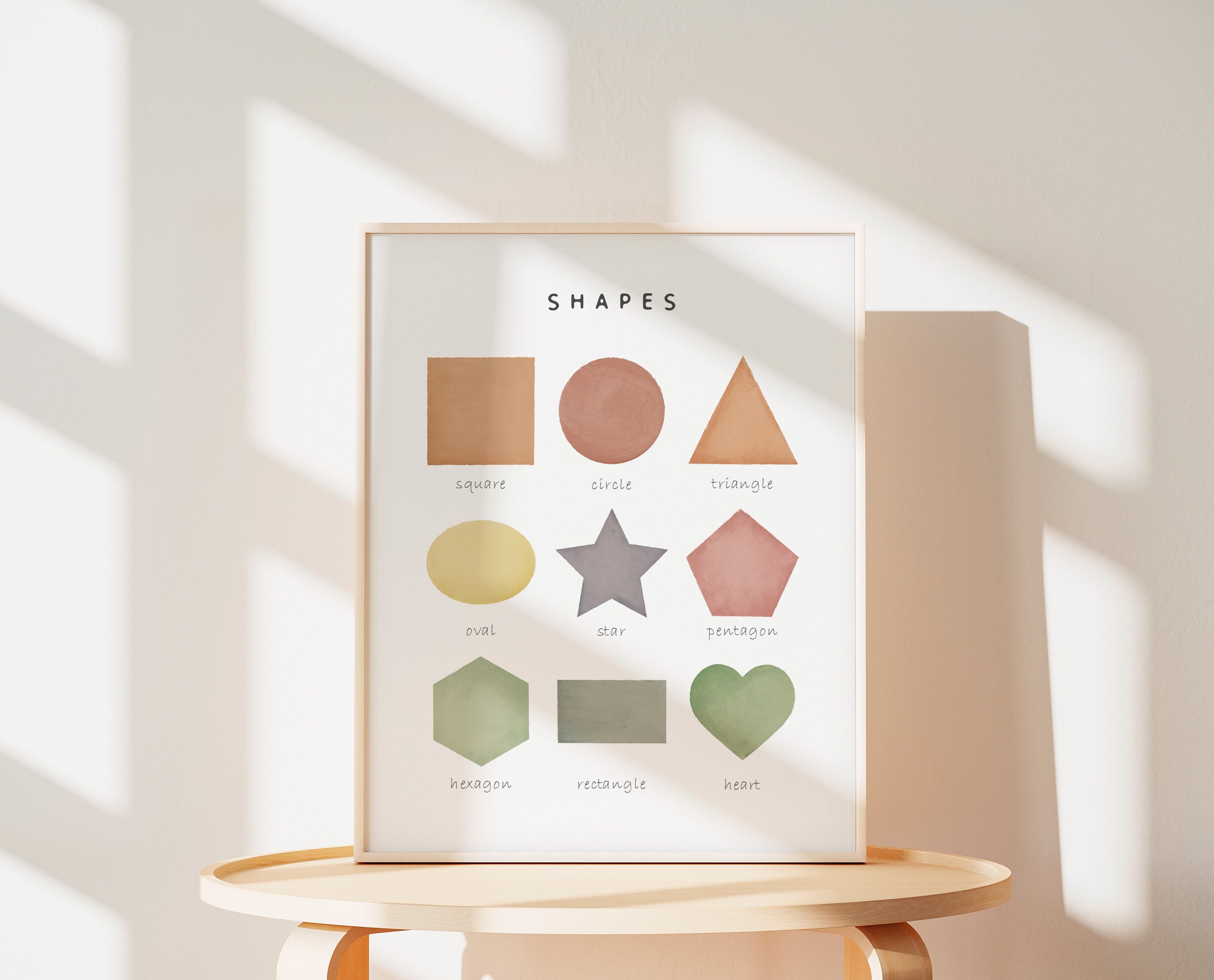 Shapes Educational Poster, Nursery Wall Art, Montessori Nursery Print ...
