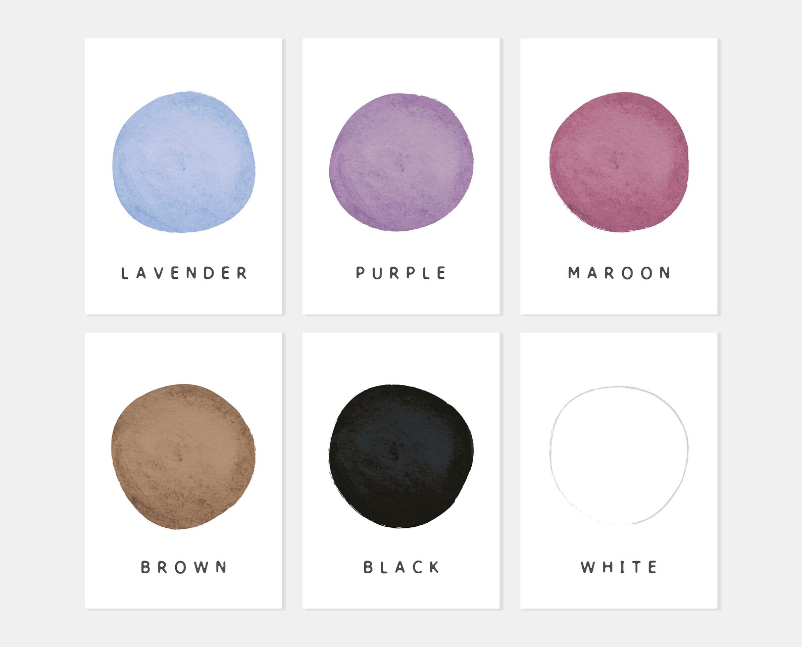 20 Color Cards, Montessori Flashcards, Pre-school Cards, Montessori ...