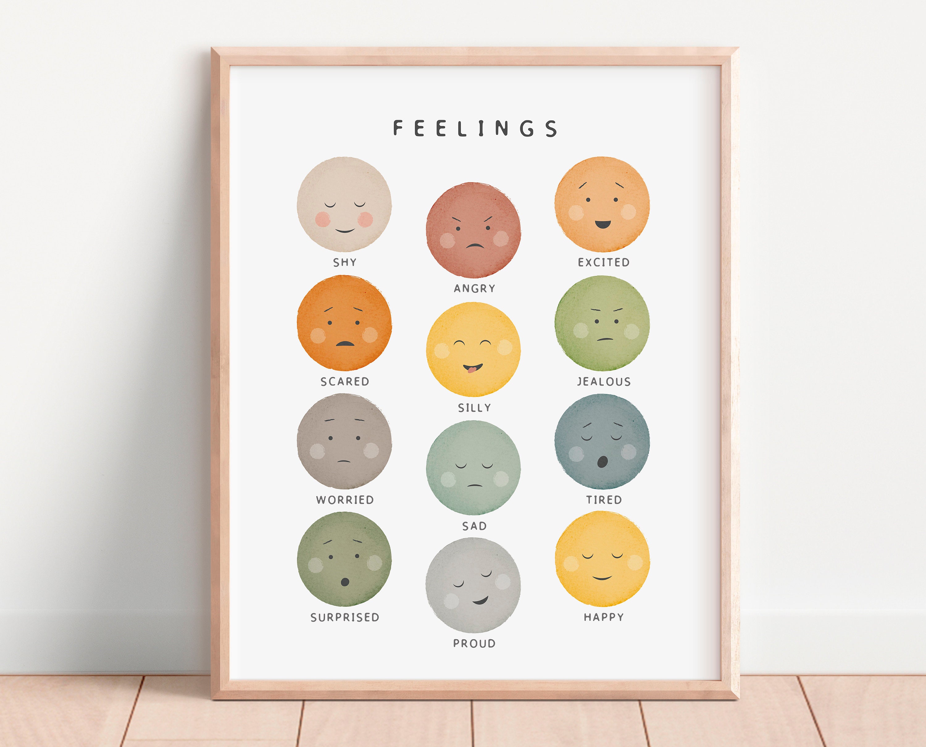 Feelings Poster, Emotions Chart, Calming Corner Print, Educational ...