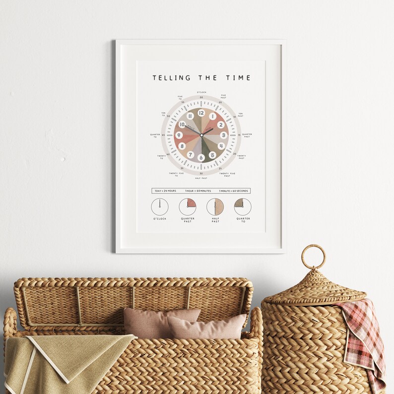 Telling the Time Poster Time Printables Neutral Playroom - Etsy
