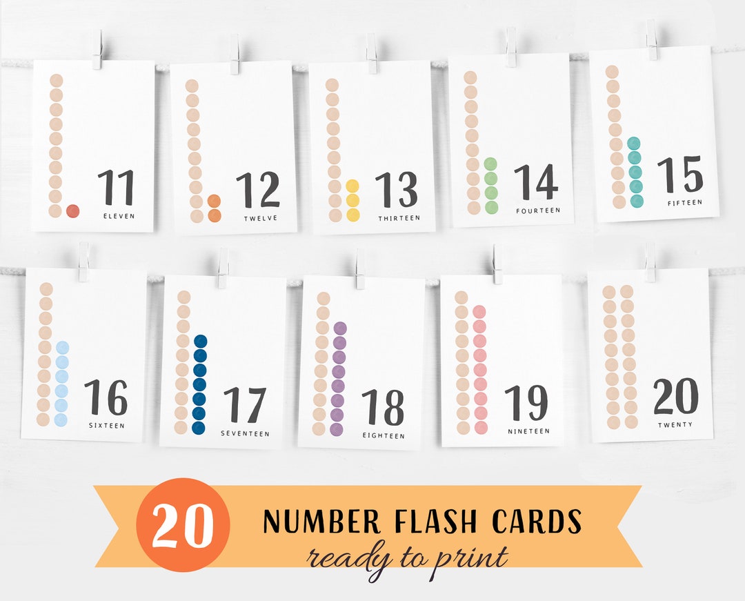 Count to 20 Flash Cards, Preschool Counting Flash Cards, Count and Clip ...
