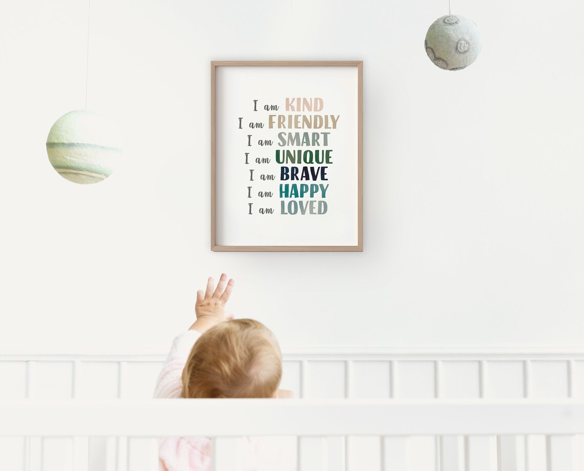 Kids Positive Affirmation Wall Art, Daily Affirmations Poster, Positive ...