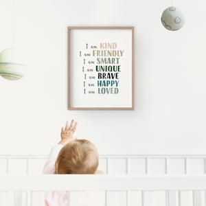 Kids Positive Affirmation Wall Art, Daily Affirmations Poster, Positive ...