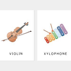 20 Musical Instruments Flash Cards, Montessori Materials, Pre-school ...