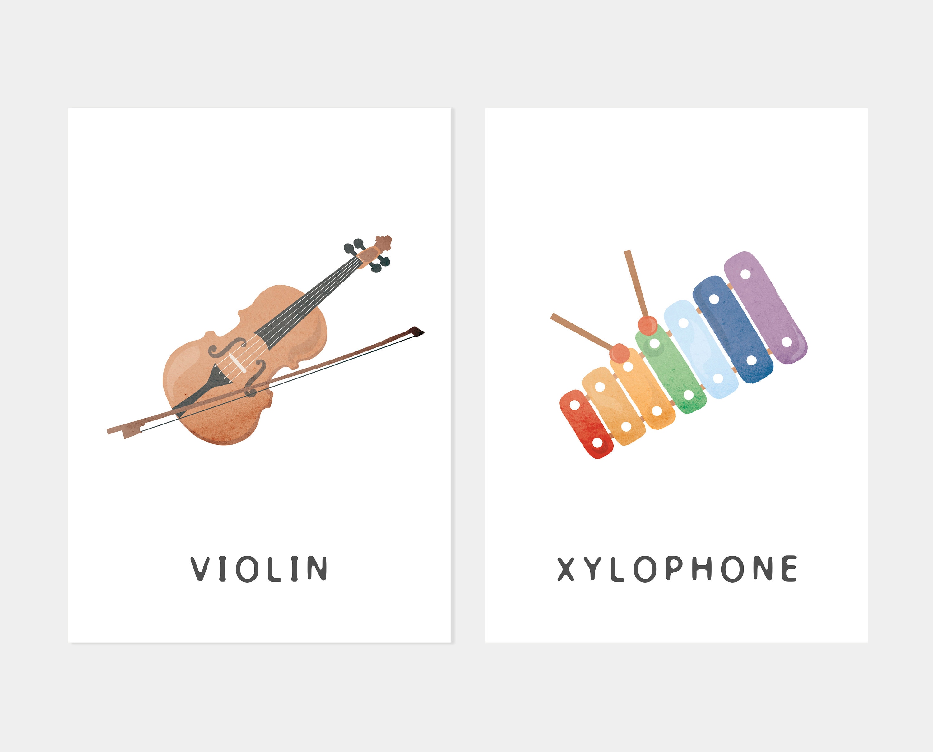 20 Musical Instruments Flash Cards, Montessori Materials, Pre-school ...