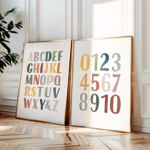Rainbow Alphabet and Numbers, Homeschool Posters, Watercolor ABC Poster ...