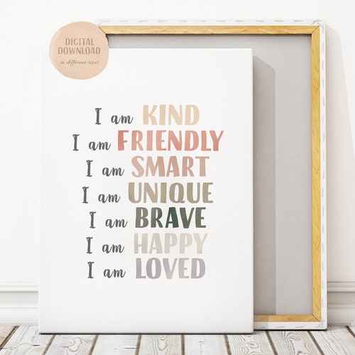 Kids Positive Affirmation Wall Art Daily Affirmations Poster - Etsy