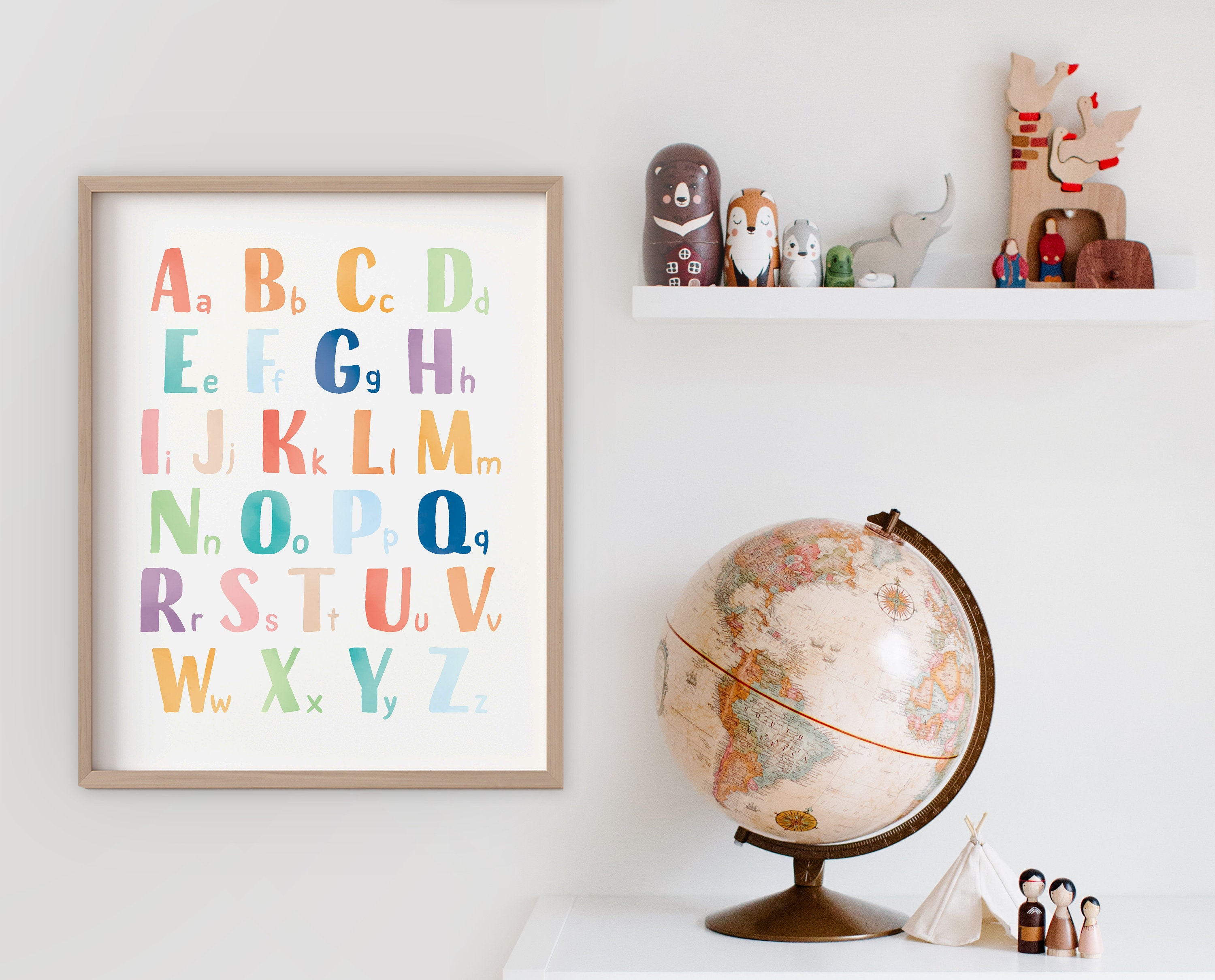 Rainbow Alphabet Print ABC Poster Nursery Alphabet Printable - Etsy