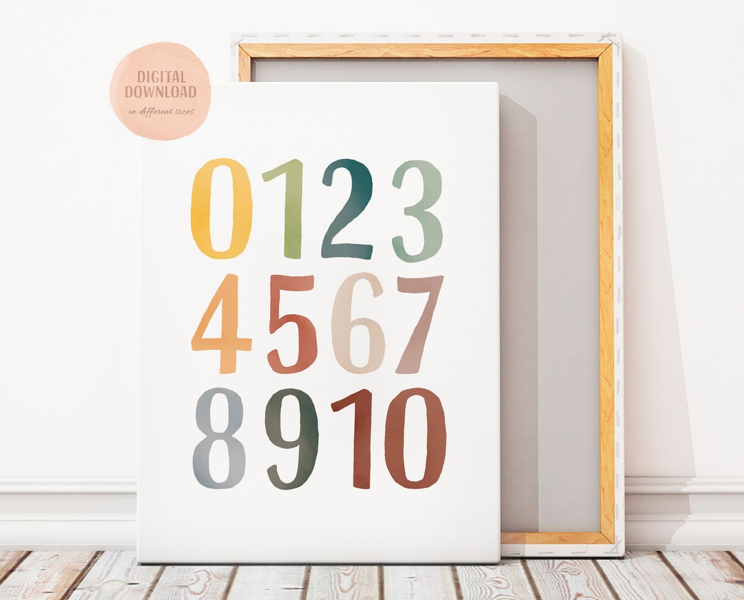 Rainbow Numbers Poster, Homeschool Numbers Print, Nursery Decor ...