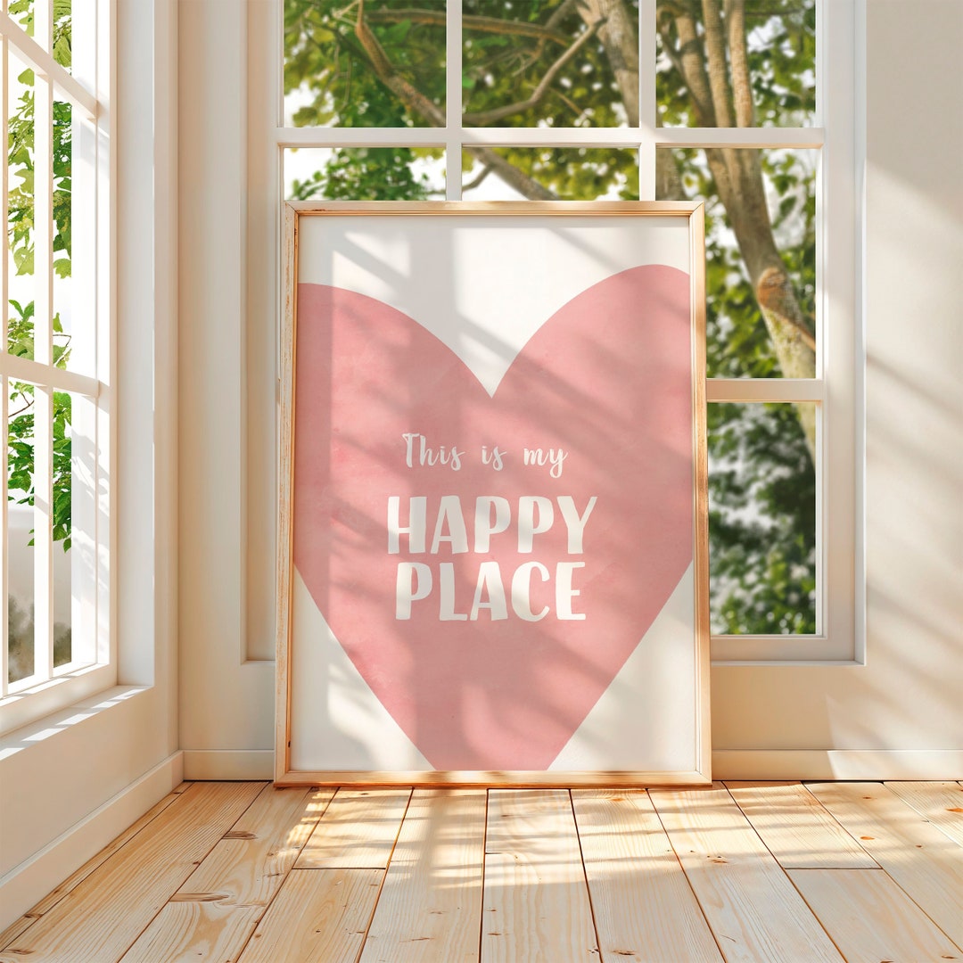 Pink Heart Watercolor Print: Nursery Wall Art, This is My Happy Place ...
