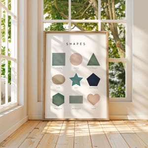 Shapes Educational Poster, Nursery Wall Decor, Aesthetic Playroom Print ...