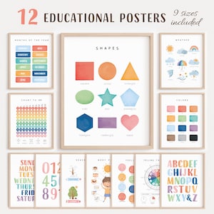 12 Educational Posters, Homeschool Prints Bundle, Montessori Classroom ...